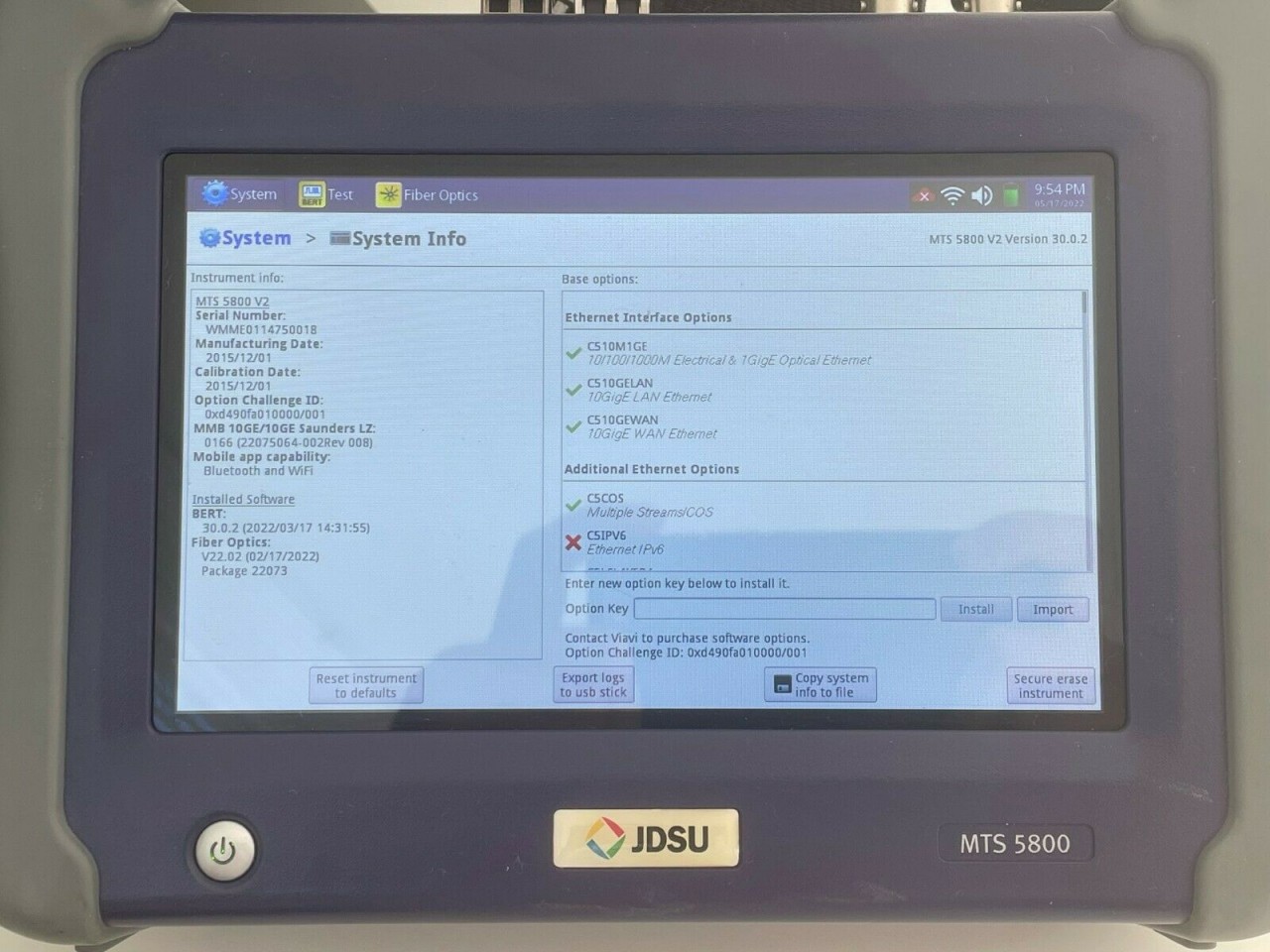 JDSU Viavi TBERD MTS5800 Network Tester - Measurement Equipment Store, Ltd